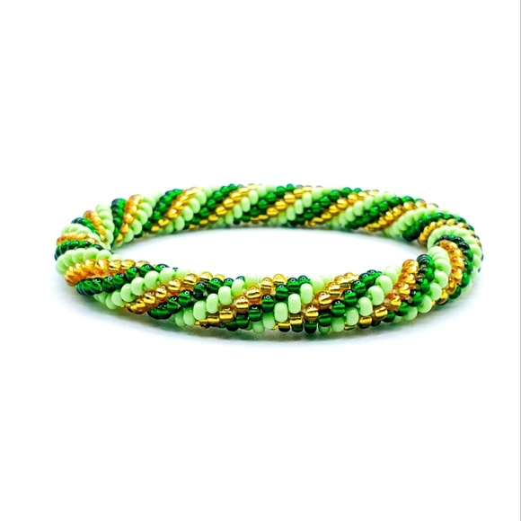 Hand Crafted | Jewelry | Beautiful Crochet Beaded Bracelet Green And ...